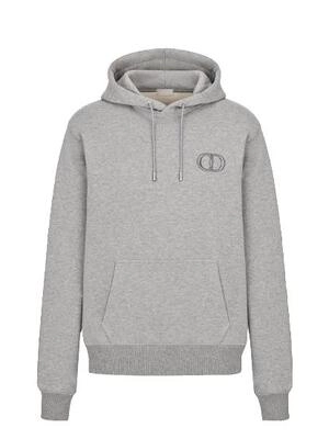 Dior Embroidered Logo Hoodie - Grey