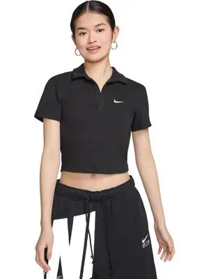 Nike Essential Cropped Polo Shirt - Black/white