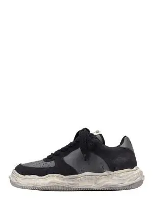 Mihara Yasuhiro Wayne Og Sole Distressed Leather Low Top Sneakers - Black