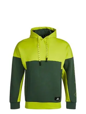 Adidas Colorblock Knit Hoodie With Graphic Detail - Green