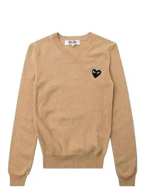 Play Comme Des Garcon V-neck Pullover - Beige