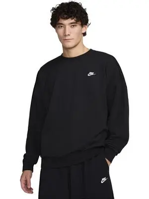 Nike Club Fleece Oversized French Terry Crewneck Sweatshirt Asia Sizing - Black