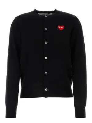 Play Comme Des Garcon Red Emblem Cardigan - Black