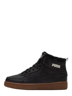 PUMA Rebound Joy Mid Top Sneakers With Fur Trim - Black