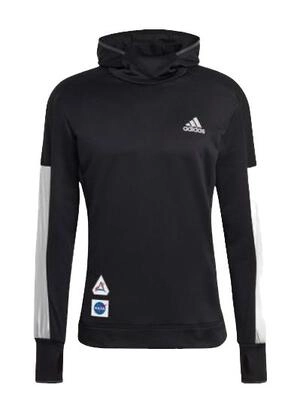 Adidas Space Running Sports Splicing Hoodie - Black
