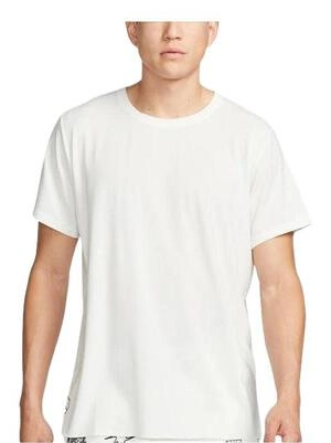 Nike Yoga Dri-fit Solid Color Back Pattern Printing Round Neck Training Sports Short Sleeve White T-shirt - Multi-color