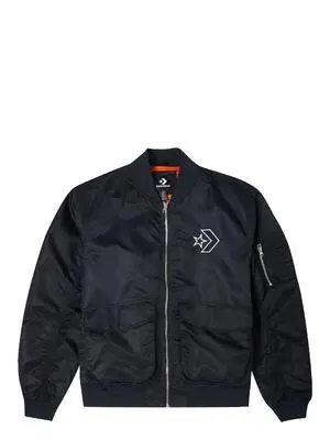 CONVERSE Ss22 Logo Loose Sports Retro Aviator Jacket - Black