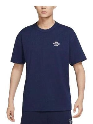 Nike Logo Alphabet Printing Round Neck Short Sleeve Deep Navy Blue T-shirt - Default Color