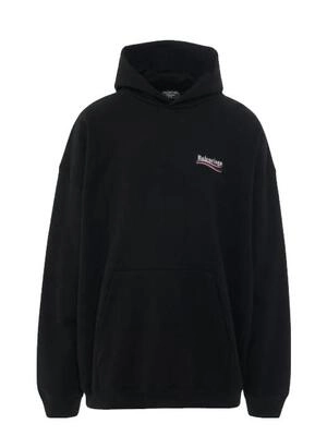 Balenciaga Embroidered Political Campaign Hoodie - Black