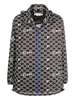 Off-White Geometry Pattern Hooded Jacket - Black/white