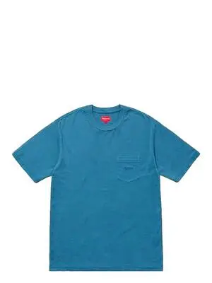 Supreme Supreme Ss18 Overdyed Pocket Tee Washed Dark Blue Logo Tee Dark Blue