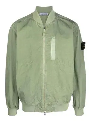 Stone Island STONE ISLAND Cupro Cotton Twill Bomber Jacket Green