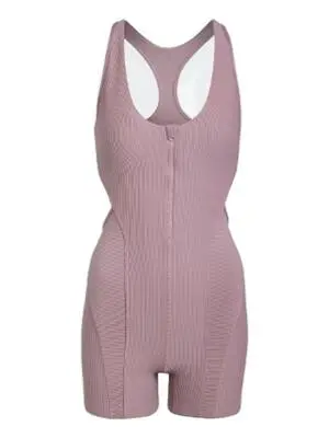 Adidas Ribbed Bodysuit With Zipper Detail - Purple