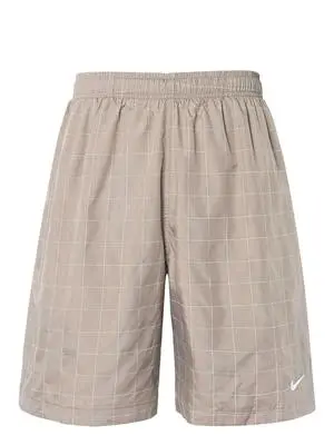Nike Reflective Loose Plaid Sports Shorts - Grey