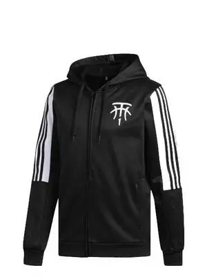 Adidas Tmac Fleece Lined Basketball Hooded Jacket - Black