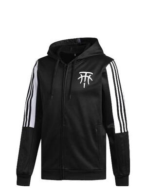 Adidas Tmac Fleece Lined Basketball Hooded Jacket - Black