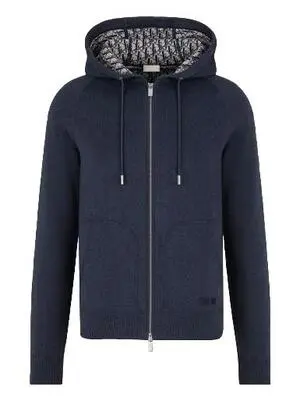 Dior Ss21 Loose Zipper Hooded Jacket - Blue