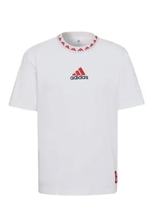 Adidas Logo Round Neck Pullover Sports Short Sleeve Bayern Munich White - Default Color