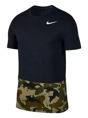 Nike Splicing Camouflage Logo Sports Short Sleeve Black T-shirt - Multi-color