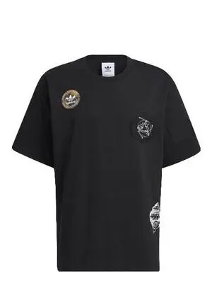 Adidas Originals Pattern Logo Round Neck Short Sleeve - Black