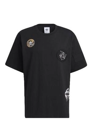 Adidas Originals Pattern Logo Round Neck Short Sleeve - Black
