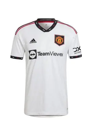 Adidas Manchester United Fan Edition Soccer/football V Neck Stripe Logo Short Sleeve White - Default Color