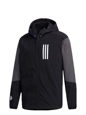 Adidas Windbreaker Jacket With Sporty Stripes - Black