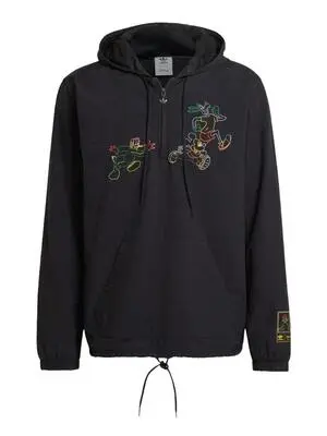 Adidas Originals X Disney Half-zip Pullover Jacket With Large Logo And Cartoon Animal Pattern - Multi-color