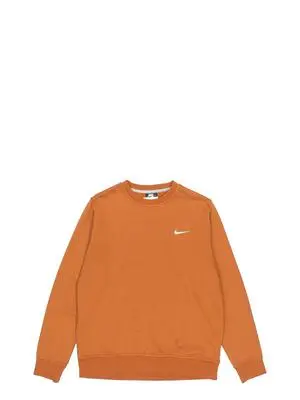 Nike Fleece Lined Embroidered Small Logo Classic Sports Crewneck - Brown