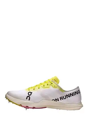 On Cloudspike Amplius 2 Running Spikes - White/yellow/raspberry