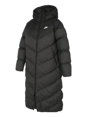Nike Long Hooded Down Puffer Jacket - Black