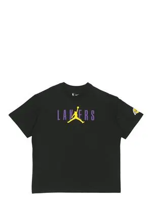 JORDAN Nba Los Angeles Lakers Alphabet Printing Basketball Sports Round Neck Short Sleeve - Black