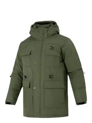 PUMA Hooded Pocket Parka Coat - Green