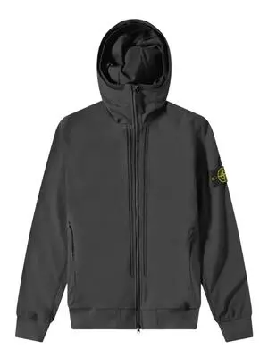 Stone Island Soft Shell-r Hooded Jacket - Black