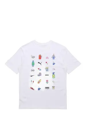PUMA Sports Alphabet Printing Round Neck Short Sleeve White - Default Color