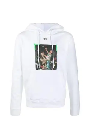 Off-White Arrows Printed Hooded Pullover - White