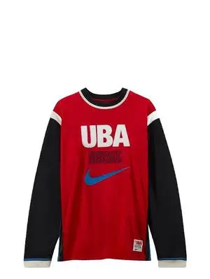 Nike Long-sleeved Basketball Jersey With Contrasting Panels And Graphic Prints - Red