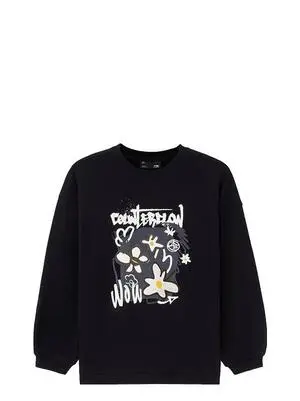 LI-NING Cf Sports Fashion Series Floral Print Pullover Hoodie - Black