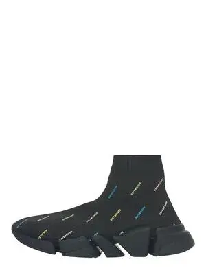 Balenciaga Balenciaga Speed 2.0 Allover Logo Knit Sneakers Black/multicolors