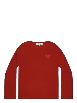 Play Comme Des Garcon Emblem Crewneck Sweater - Red