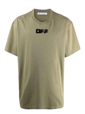 Off-White Logo Printing Round Neck Pullover Short Sleeve Loose Version Green - Multi-color