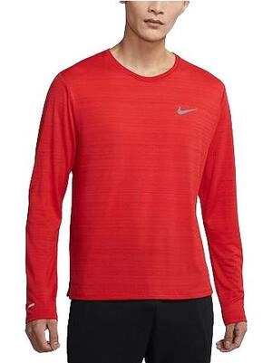 Nike Dri-fit Miler Long Sleeve Running Top - Red