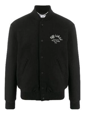 Off-White Fw20 Arrows Printing Baseball Jacket - Black