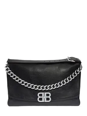 Balenciaga Bb Soft Large Flap Bag - Black