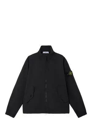 Stone Island Zip Up Jacket With Stand Collar - Black