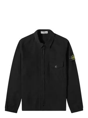 Stone Island Garment Dyed Zip Shirt Overshirt - Black