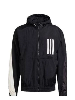 Adidas Windproof Hooded Logo Jacket - Black