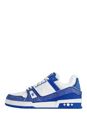 LOUIS VUITTON LOUIS VUITTON LV Trainer Sneakers With Monogram And Rhinestones White/blue