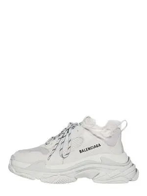 Balenciaga Triple S Sneakers With Faux Fur Accents - Grey
