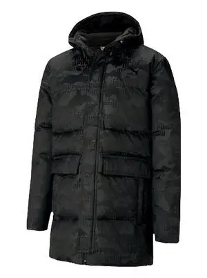 PUMA Camouflage Long Down Jacket - Black
